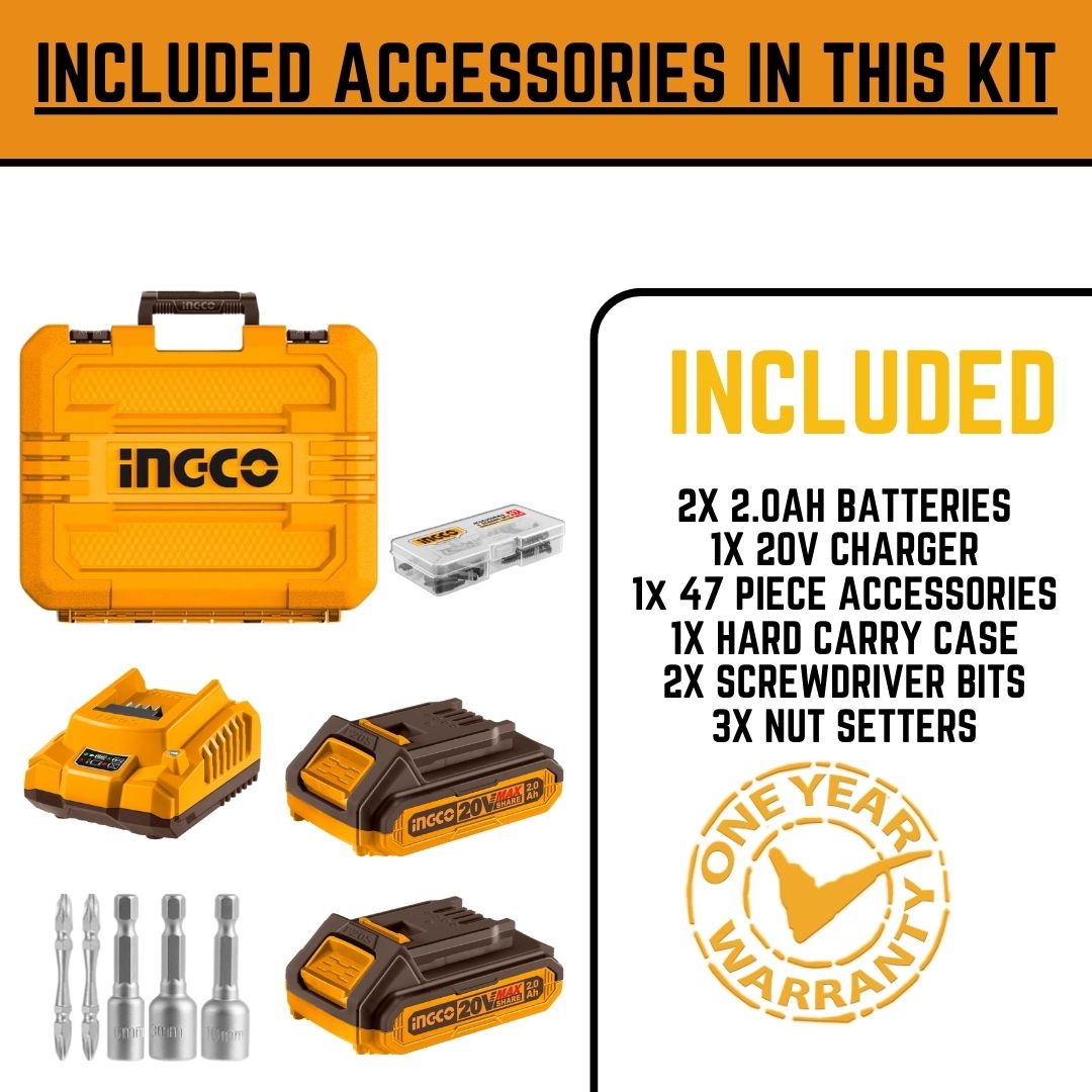 Ingco 20V Impact Driver and Drill Kit - Bethanie Hardware