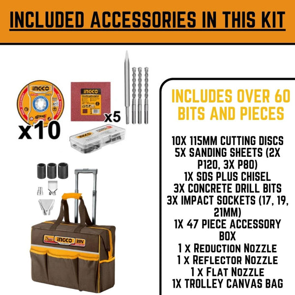 Ingco 20V Ultimate Combo - 9 Piece Cordless Tool Kit – Bethanie Hardware