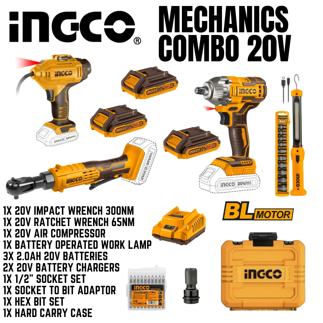 Ingco 20V Cordless Mechanic Combo - Bethanie Hardware