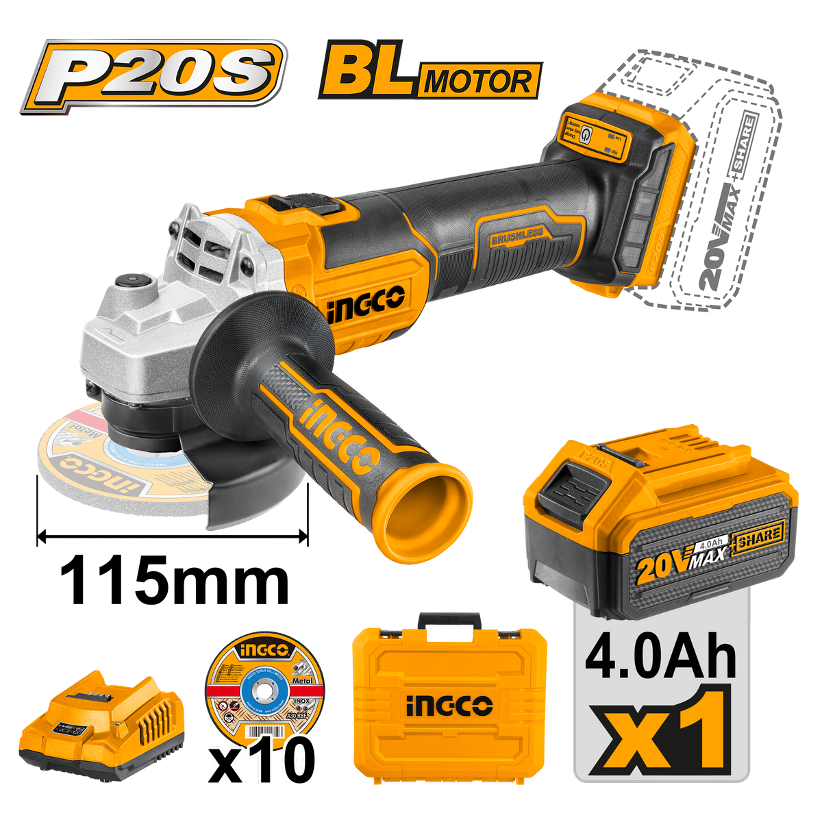INGCO 20V PS+ C/L ANGLE GRINDER SET – Bethanie Hardware