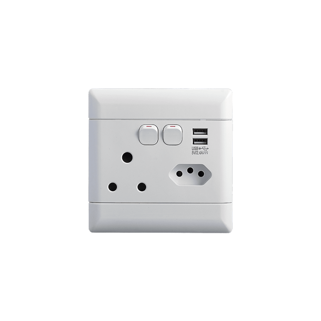 NEU White Single Socket + Euro + 2 USB – Bethanie Hardware