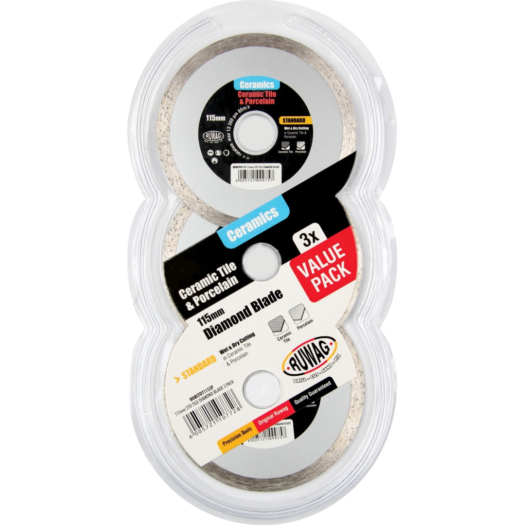 Ruwag 115mm standard tile diamond 3 pack – Bethanie Hardware