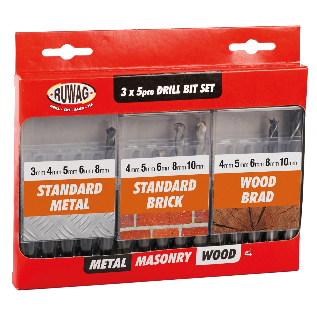 Ruwag 15 Piece Standard Drill Bit Set - HSS/Masonry/Wood – Bethanie ...