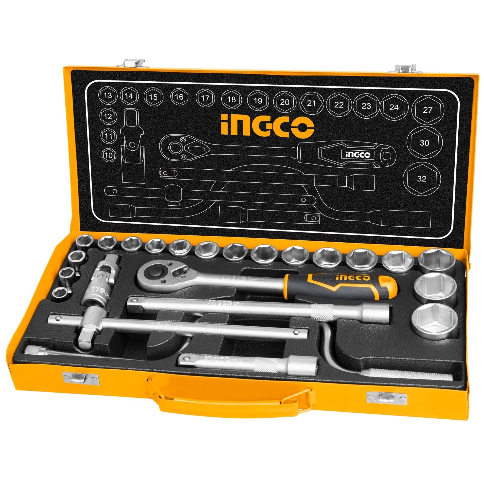 INGCO SOCKET 1/2" 24PC DIN 3122/3124