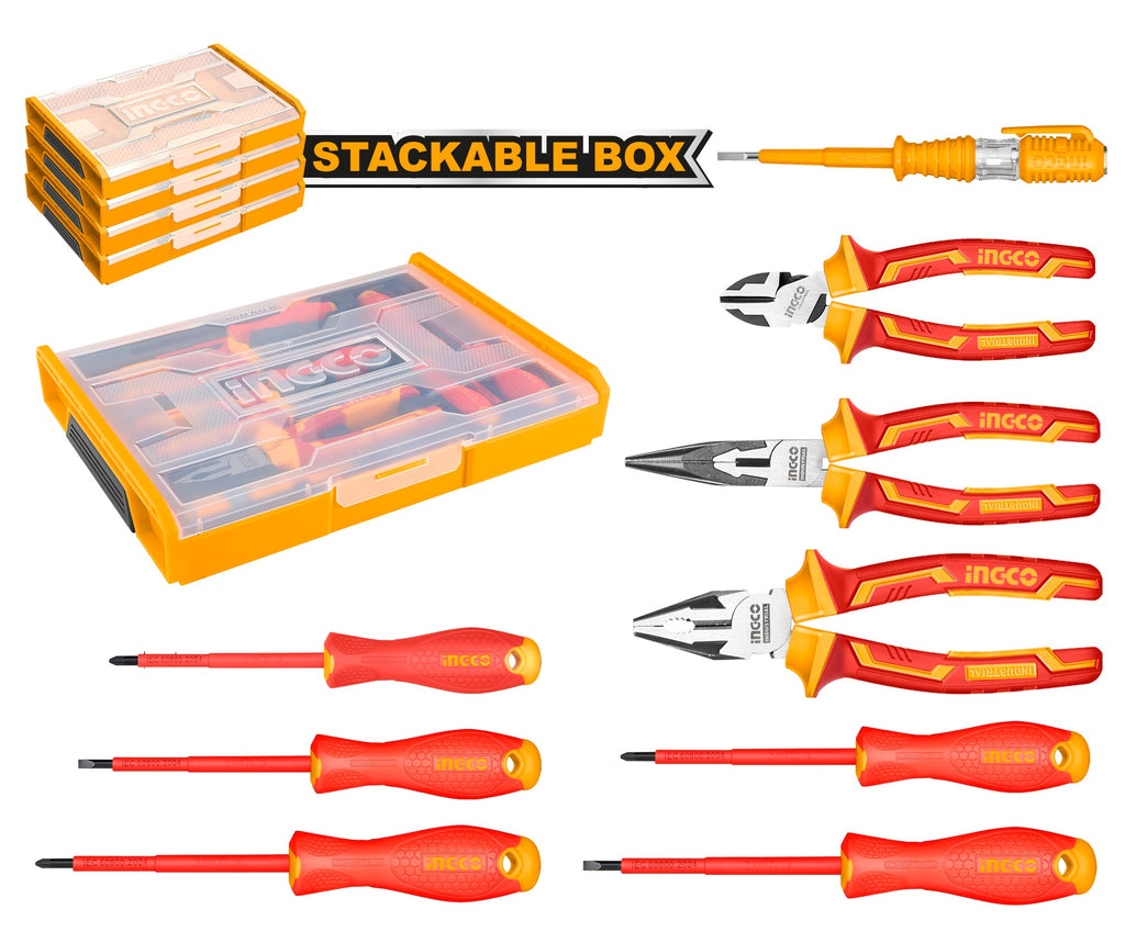 INGCO TOOLKIT VDE 1000V IN STACKABLE BOX 9PC – Bethanie Hardware
